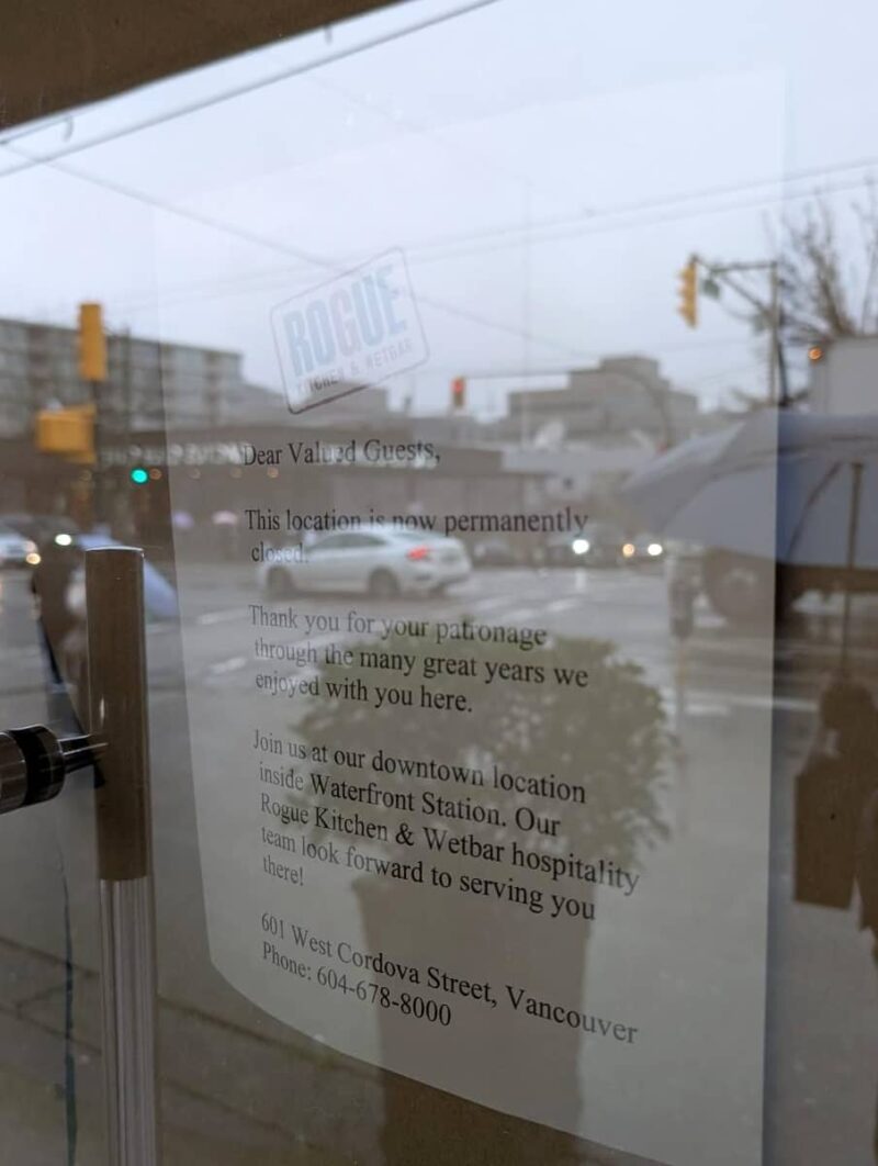 Rogue Kitchen & Wetbar Suddenly Closes West Broadway Location After 12 ...