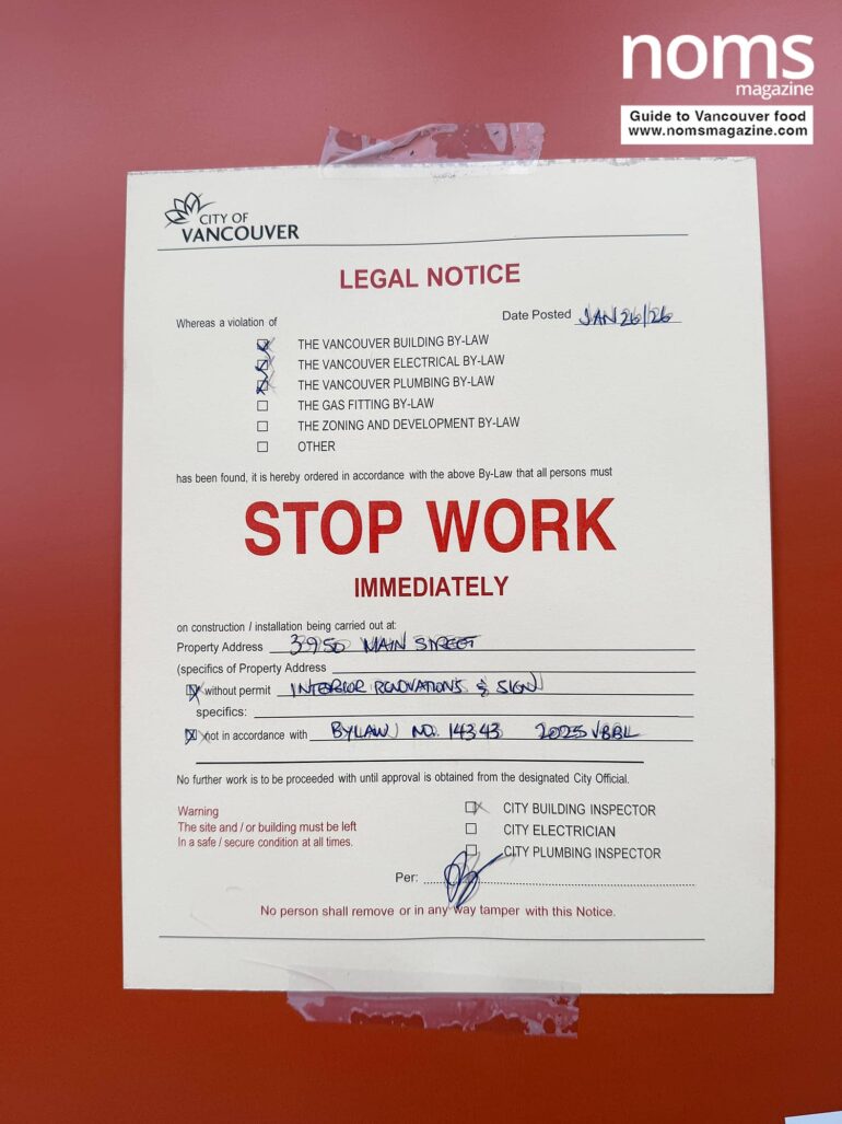 Upcoming Vancouver Brunch Spot Hit With Stop Work Order By-Law Violations